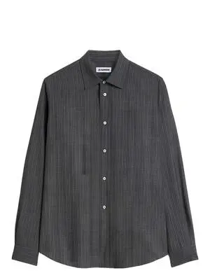 JIL SANDER Pinstripe-pattern Wool Shirt - Grey