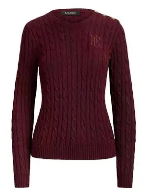 Ralph Lauren Buttoned-shoulder Cable-knit Sweater - Red