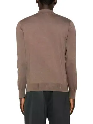 Eleventy Long-sleeve Polo Shirt - Brown