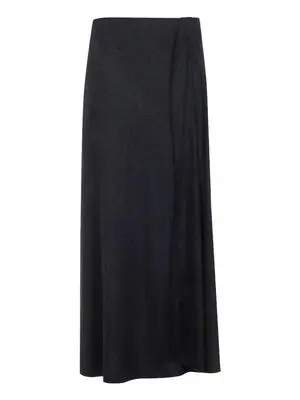 Giorgio Armani Draped Wool Maxi Skirt - Grey