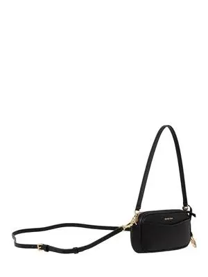 Michael Kors Logo-plaque Pebbled-leather Shoulder Bag - Black