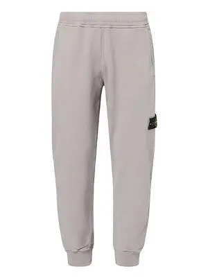 Stone Island Logo-patch Tapered Cotton Jogging Bottoms - Grey
