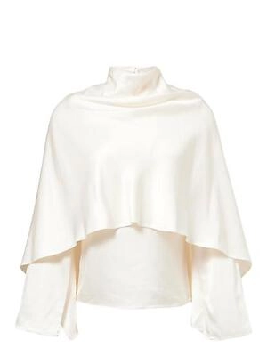 ROHE FRAMES Caped Long-sleeve Satin Top - Cream