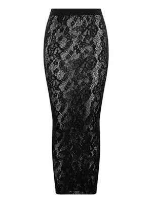 Wolford Lace-patterned Semi-sheer Midi Pencil Skirt - Black