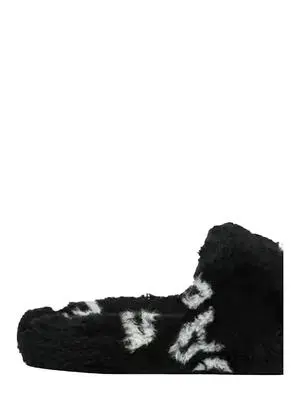 Balenciaga Logo-print Faux-fur Slides - Black