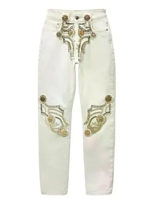Versace Embroidered Straight Jeans - Neutrals