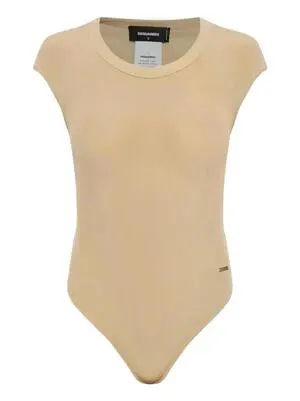 Dsquared2 Logo-appliqué Ribbed Bodysuit - Neutrals