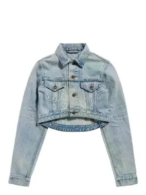 BALENCIAGA Balenciaga Cropped Distressed Denim Jacket