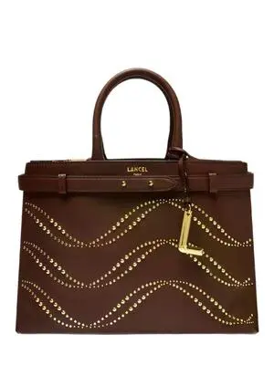 LANCEL Faubourg Stud-embellished Leather Tote Bag - Brown