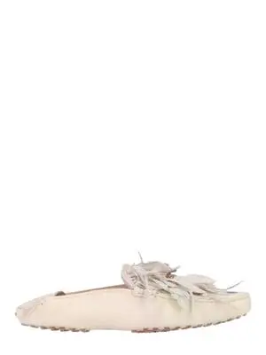 TOD'S Feather-embellished Loafers - Neutrals
