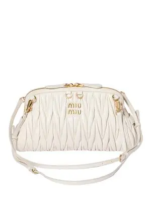 Miu Miu Caprice Matelassé Nappa Leather Clutch - White