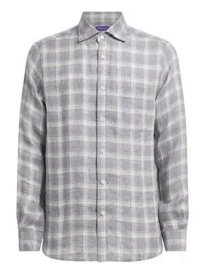 Ralph Lauren Purple Label Linen Check Shirt - Grey