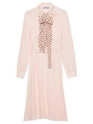 Prada Silk Embroidered Marocain Midi Dress - Pink