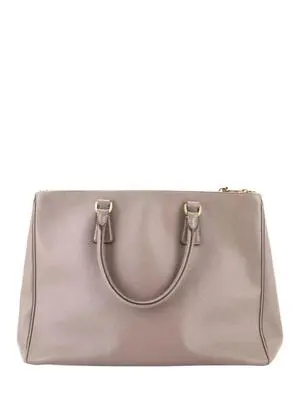 Prada Double Zip Lux Saffiano Leather Large Tote Bag - Neutrals