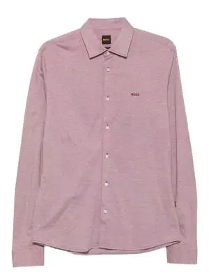 BOSS Logo-embroidered Long-sleeve Shirt - Red