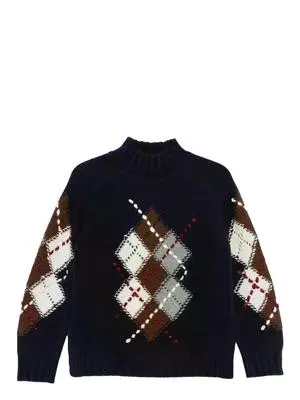 ERMANNO FIRENZE Argyle Knit High Neck - Blue