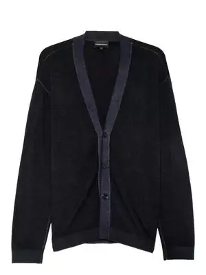 Emporio Armani Virgin Wool V-neck Cardigan - Blue