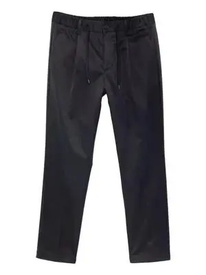 Herno Navy Satin Drawstring Waist Pleated Trousers - Blue