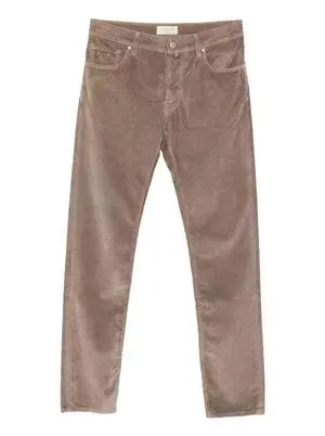 Jacob Cohen Grey Corduroy Effect Straight-leg Trousers - Neutrals