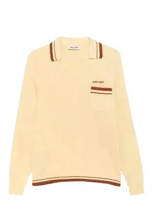 Miu Miu Miu Miu Polo Collar V-Neck Sweater Yellow