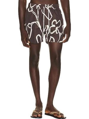 Frescobol Carioca Rio Flor Print Swim Shorts - Cacao