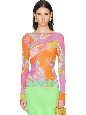 Emilio Pucci Tulle Long Sleeve Top Multicolor