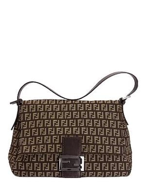 Fendi Zucchino Mama Baguette Shoulder Bag - Brown
