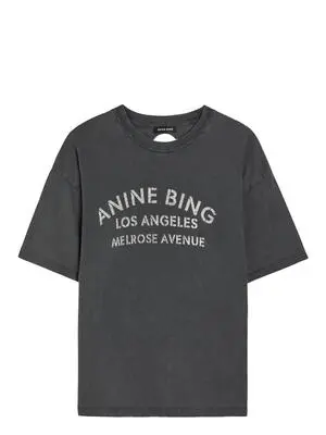 ANINE BING Cade Printed Cotton T-shirt - Black