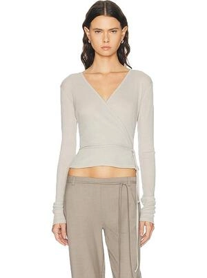 ST. AGNI Baby Wool Wrap Top - Soft Ash