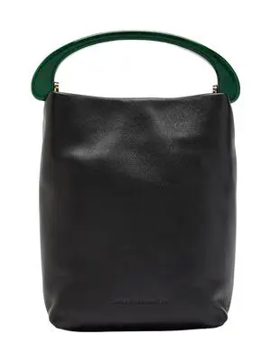 Dries Van Noten Crisp Leather Top Handle Bag - Black