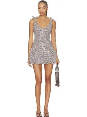 Astr The Label Jeliany Gingham Check Dress - Brown