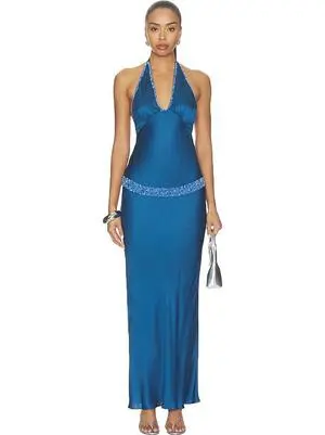 ASTA RESORT Celine Beaded Halterneck Gown - Blue