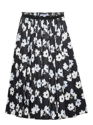 Prada Cotton Pleated Midi Skirt - Black