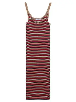 Prada Cotton Stripe Midi Dress - Blue