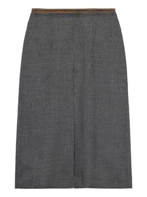 Prada Wool Rush Stitch Midi Skirt - Grey