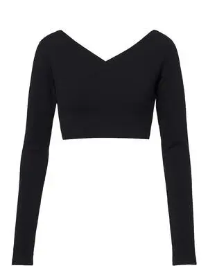 Alaïa Cotton-blend Crepe Wrap Top - Black