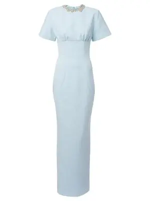 Rachel Gilbert Dovetta Embellished Crepe Corset Gown - Blue
