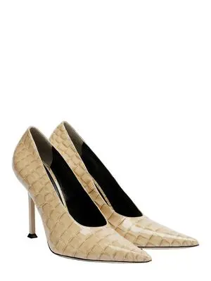 CHRISTEN Helix Croc-effect Patent Leather Pumps - Beige