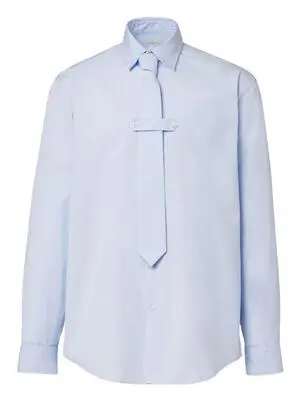 Dries Van Noten Cotton Poplin Shirt With Tie - Blue