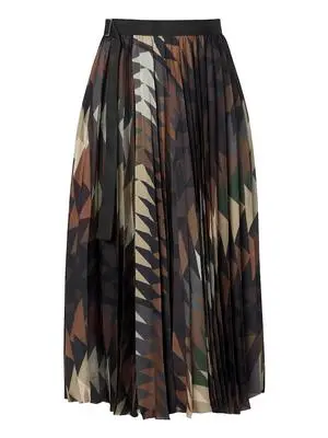 Sacai X A.p.c. Plisse Printed Midi Skirt - Multicoloured