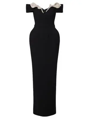 Rachel Gilbert Oscar Off-shoulder Crepe Corset Gown - Black