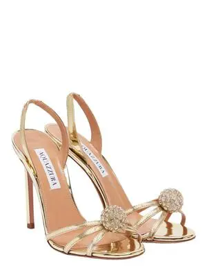 AQUAZZURA Crystal Bubble Slingback Sandals - Gold