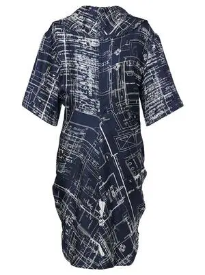 Bottega Veneta Printed Silk Twill Midi Dress - Blue