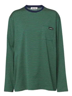 Miu Miu Striped Cotton Jersey T-shirt - Multicoloured