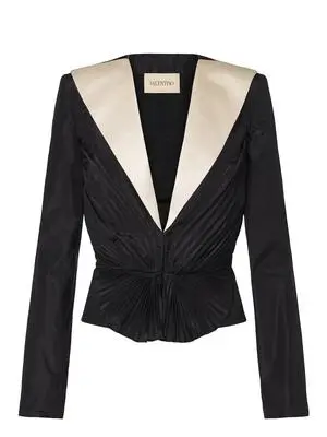 Valentino Garavani Plisse Silk Taffeta Blazer - Black