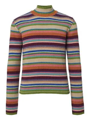 Dries Van Noten Ribbed-knit Striped Wool Sweater - Multicoloured