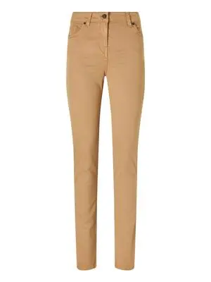 Purdey Skinny-leg Trousers In Cotton, Lyocell And Silk-blend - Brown