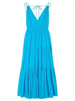 Whistles V-neck Sleeveless Cotton Maxi Dress - Turquoise