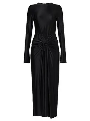 Victoria Beckham Frances Gathered-waist Jersey Midi Dress - Black