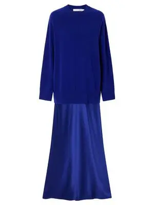 Christopher Esber Monument Cashmere And Silk-satin Maxi Dress - Blue